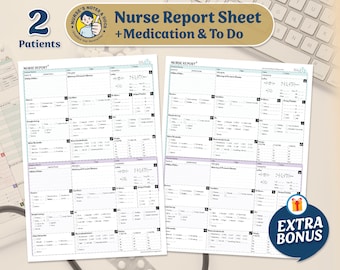 2 Patients Nurse Report Sheet, Nurse Assessment, Nurse Report, Medsurg ...