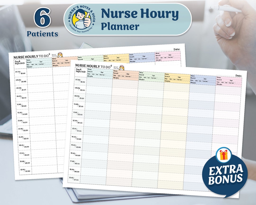Nurse Shift Planner: 6 Patient Report Sheet (a4-letter PDF) - Etsy