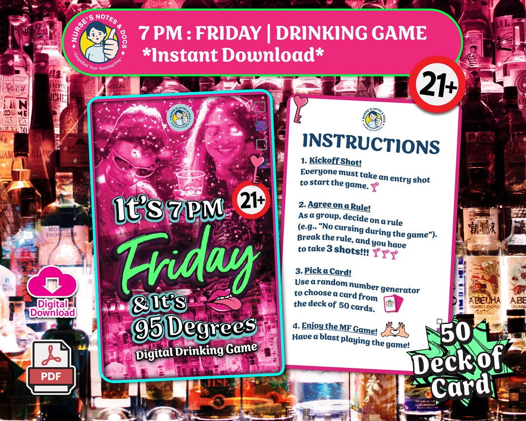 7PM Friday / Drinking Game / More Fun Than Ever/ Instant Download / PDF ...