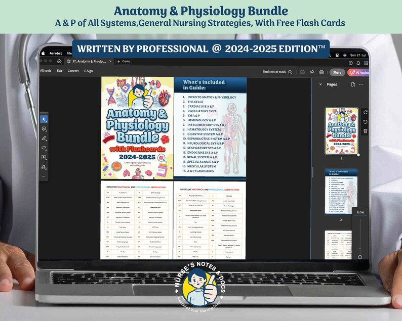 Anatomy and Physiology Bundle - Study Guide and Flashcards (PDF ...