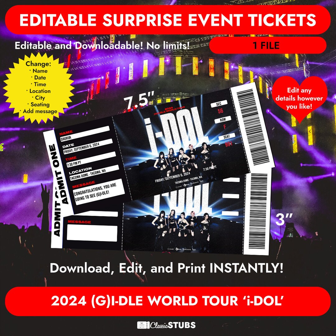 Editable Printables Inspired 2024 GI-DLE World Tour 'i-dol' Event ...