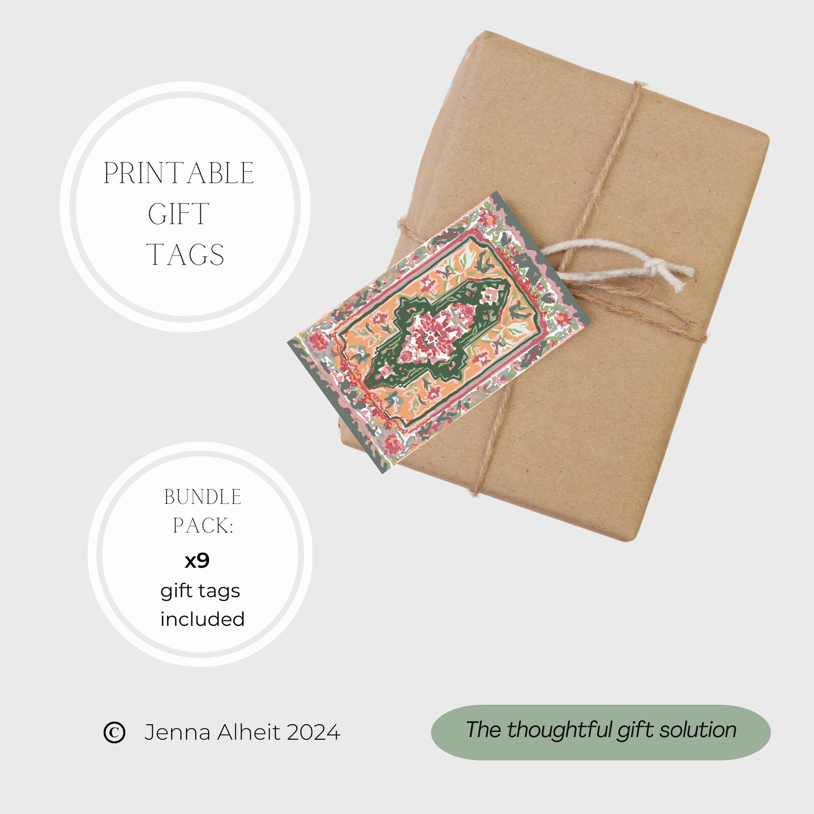 X9 Bundle of Printable Rectangular Gift Tags With Original Vintage Rug ...