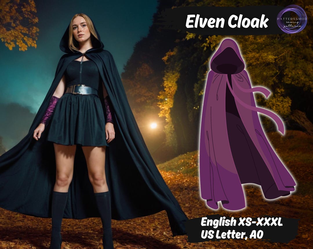 Hooded Cloak Sewing Pattern, Elven Cape Fantasy Costume Pattern - Etsy