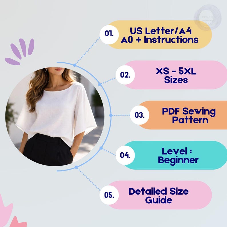 Oversized Bluse Schnittmuster, Flare Ärmel Tank Top PDF Tutorial, U ...