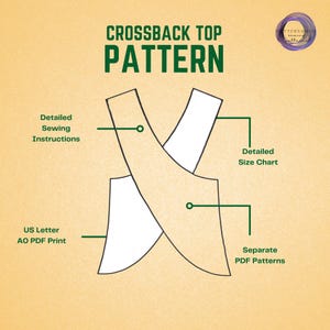 Crossback Top Sewing Pattern, Wrap Top Pattern, Open Back Tank Top ...