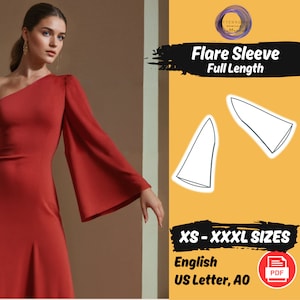 Flare Sleeve Sewing Pattern Full Length Angel Sleeve Pattern | XS-XXXL ...