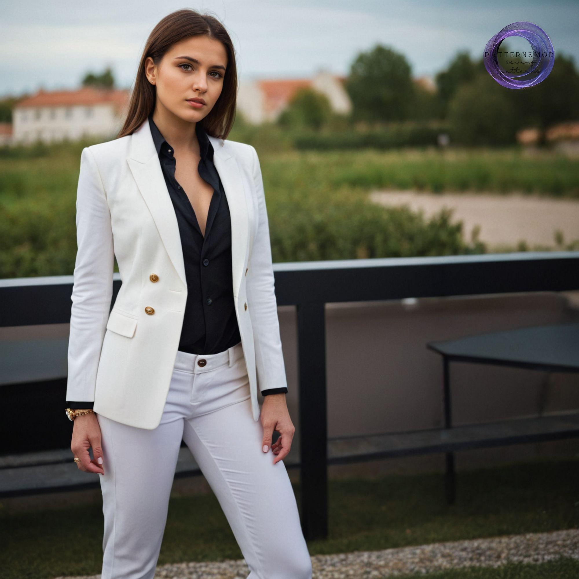 Women Blazer Sewing Pattern Set of 3 Classic Cropped Jacket Tutorial XS ...