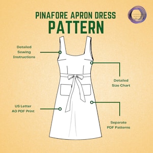 Pinafore Apron Dress Sewing Pattern | Pockets Linen Dress PDF Pattern ...