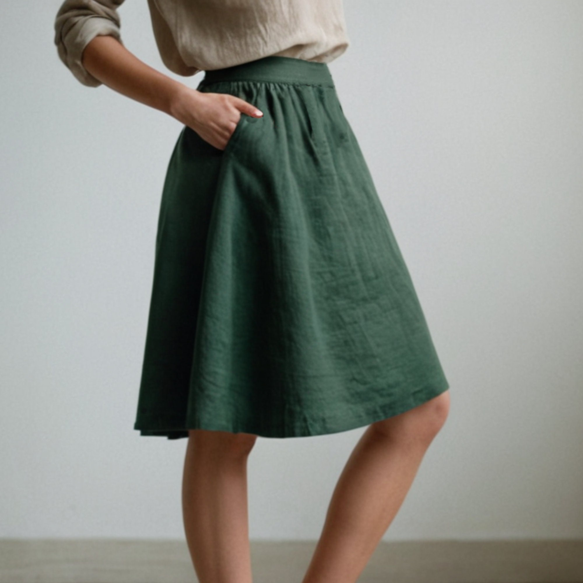 Cottagecore Linen Skirt Sewing Pattern Vintage Pockets Skirt Pattern ...