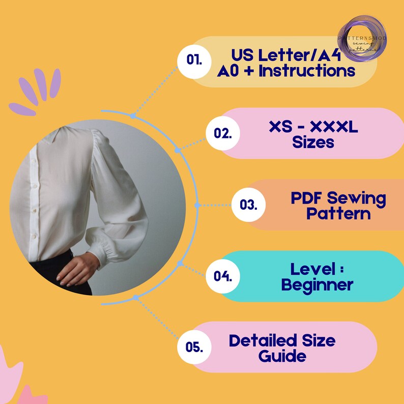 Bishop Sleeve Sewing Pattern, Balloon Sleeve Pattern, Puff Sleeve Sewing Pattern, Easy Pattern ...