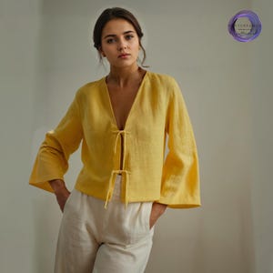 Flared Sleeve Linen Blouse Sewing Pattern, Lace Crop Top Tutorial ...