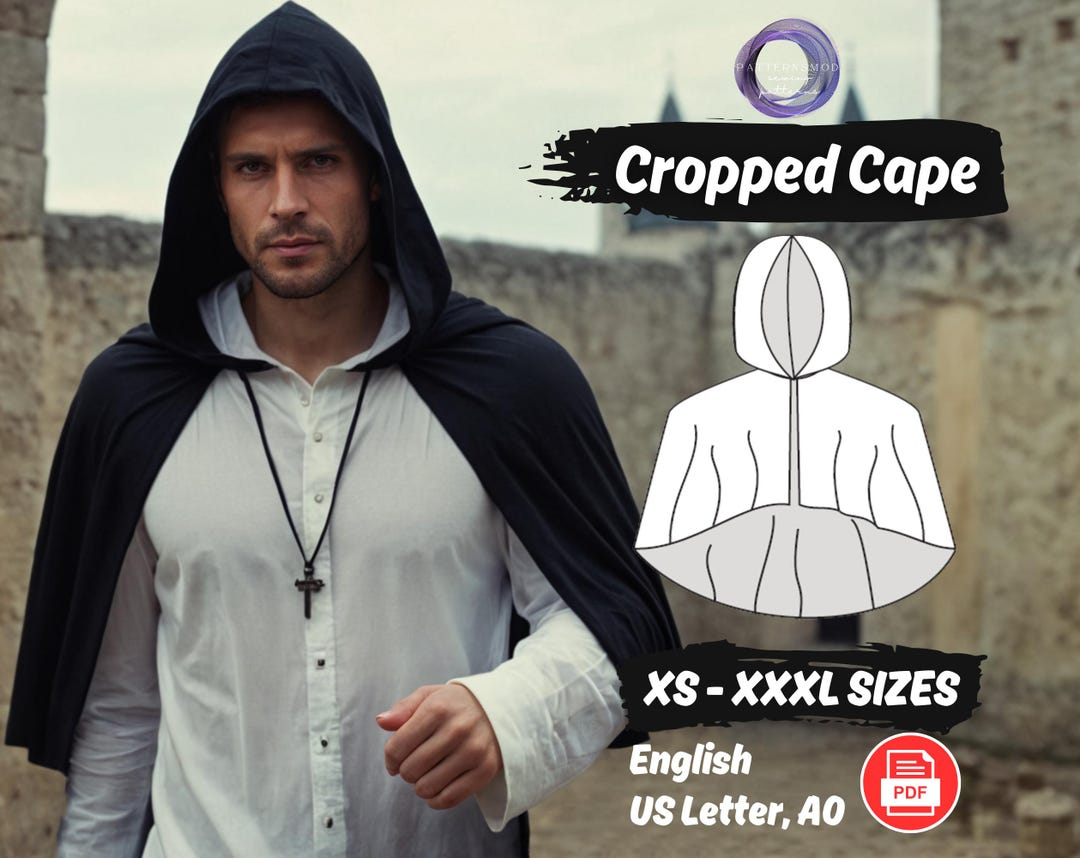 Men's Hooded Capelet Pattern | High-low Circle Cloak PDF | Cosplay ...