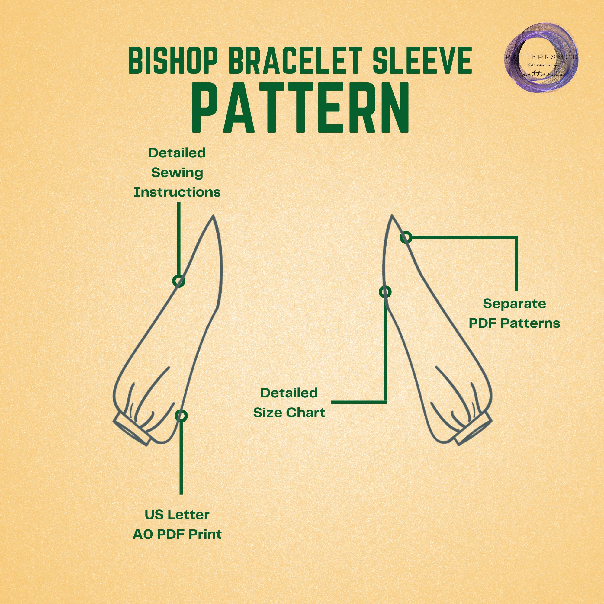 Bishop Sleeve Sewing Pattern, Bracelet Puffy Sleeve (XS-XXXL) (PDF ...