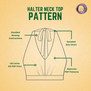 Halter Crop Top Sewing Pattern, Tie Neck DIY Swimtop PDF Pattern - Etsy