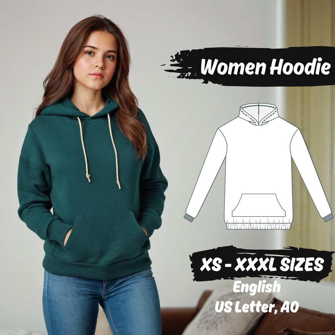Women Hoodie Sewing Pattern, Oversized Hoodie Pattern, Sweatshirt ...