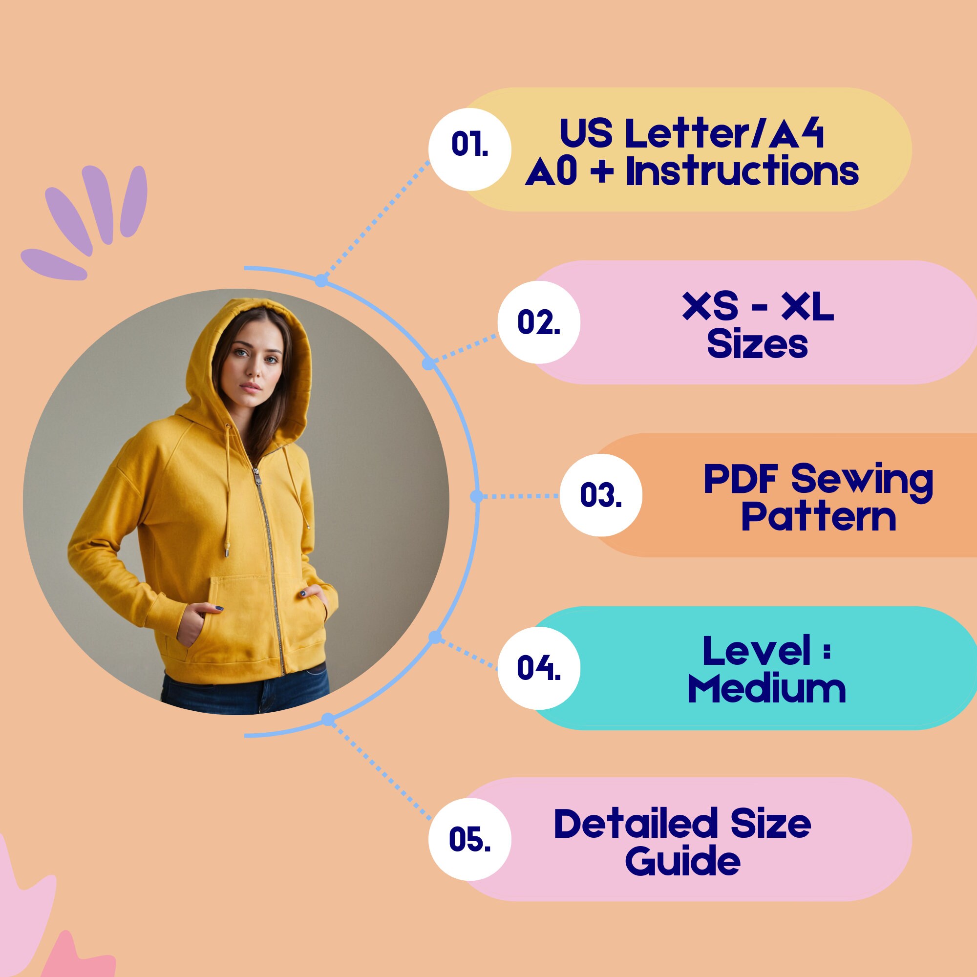 Oversized Hoodie Sewing Pattern Women Hoodie Pattern Loungewear Pattern ...