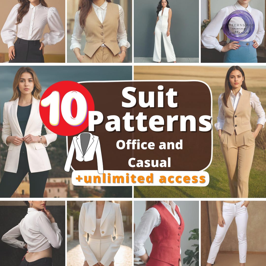 Classic Suit Sewing Pattern Bundle, Blazer Sewing Patter, Women ...