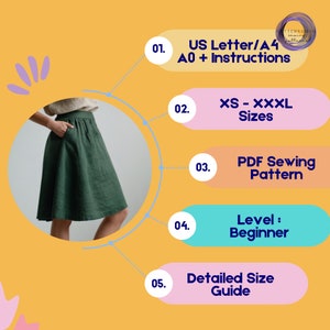Cottagecore Linen Skirt Sewing Pattern Vintage Pockets Skirt Digital ...