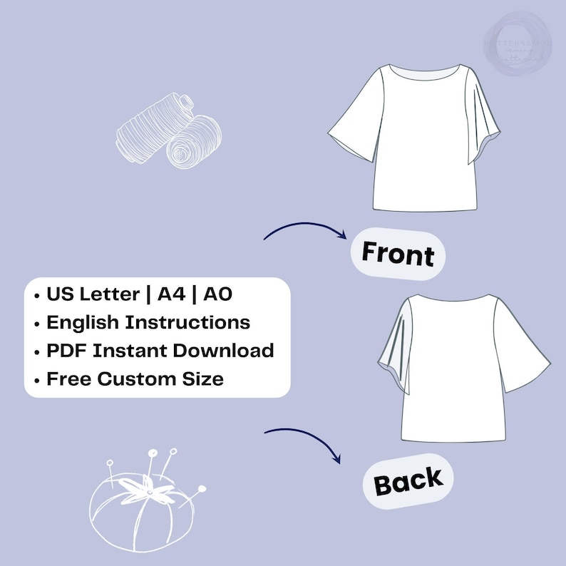 Oversized Bluse Schnittmuster, Flare Ärmel Tank Top PDF Tutorial, U ...