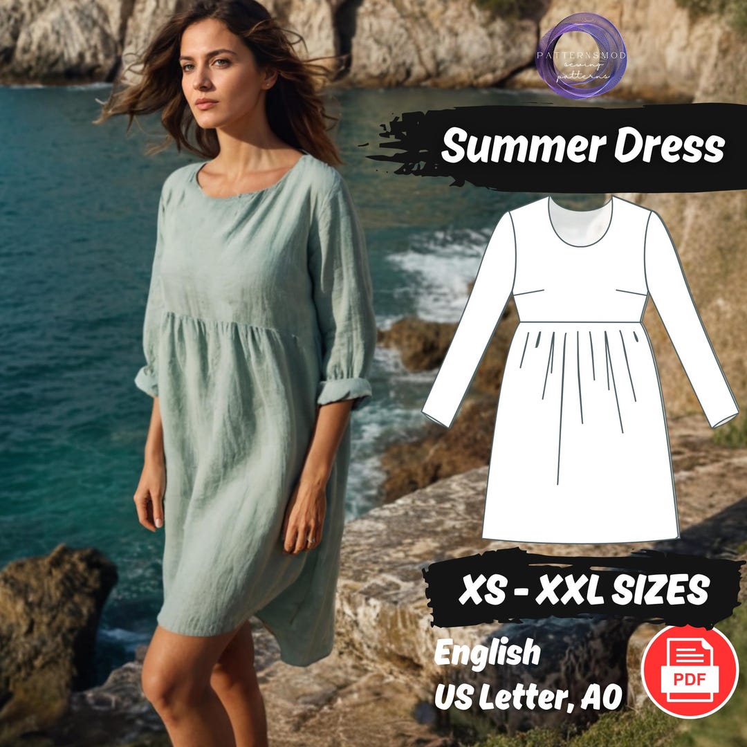 Loose Linen Dress Sewing Pattern Cottagecore Oversized Dress Pattern ...