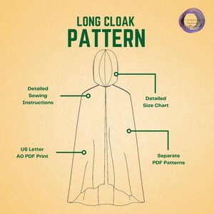Cosplay Hooded Cape Sewing Pattern | Medieval Costume Cloak Pattern ...