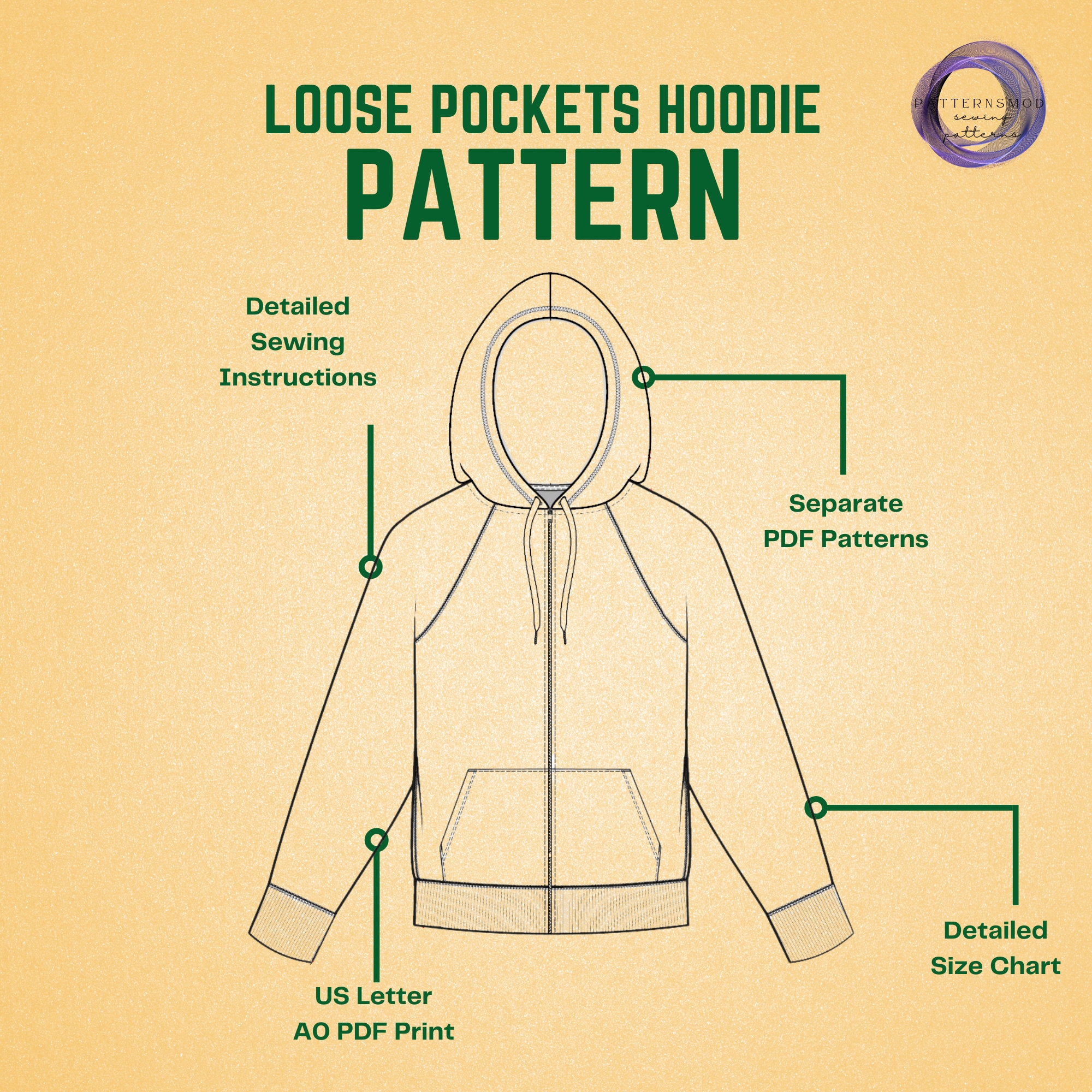 Women Hoodie Pattern Sweatshirt Hoodie PDF Sewing Pattern Oversized ...