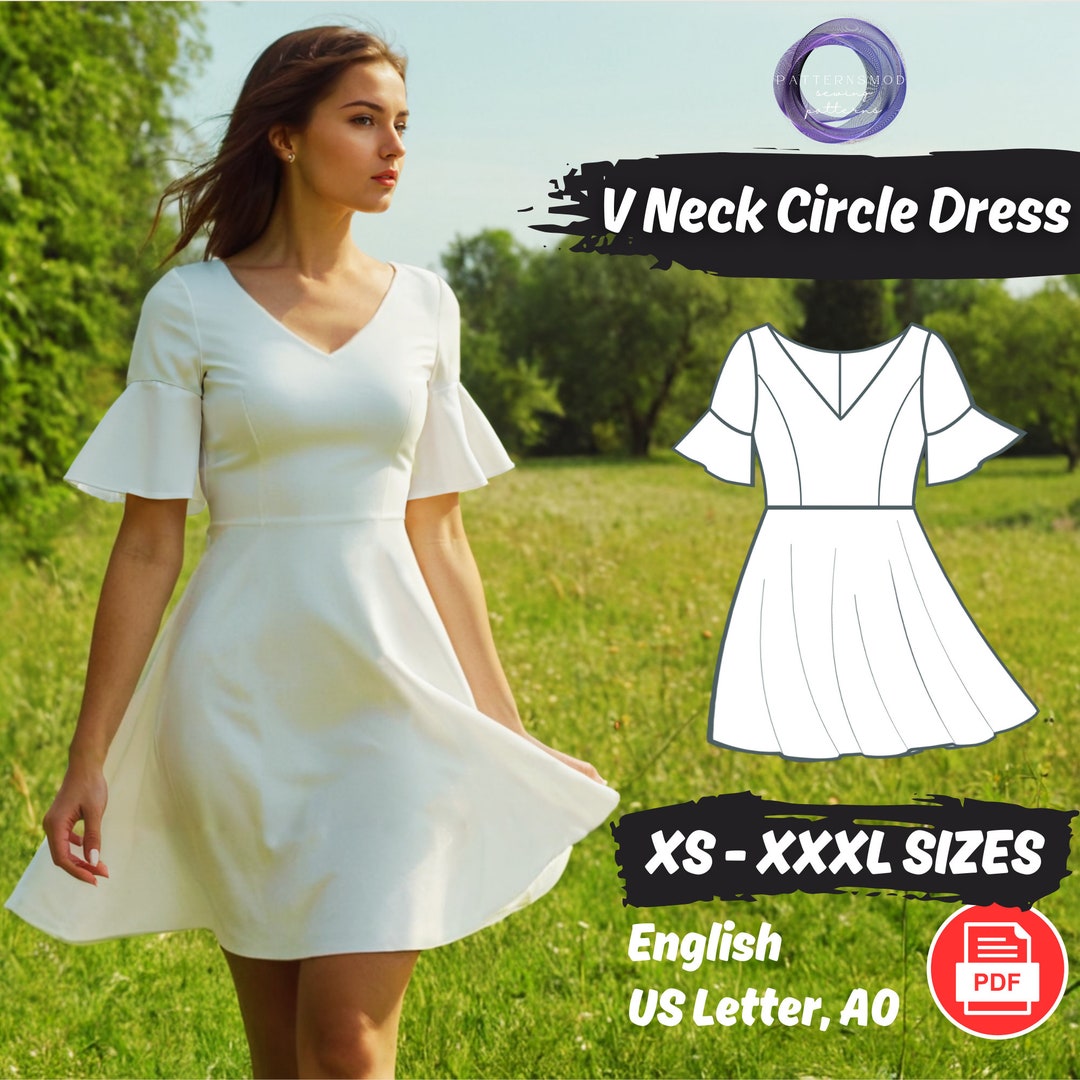 Dress Sewing Pattern, Summer Formal Dress Pattern, Ruffle Flare Sleeve ...