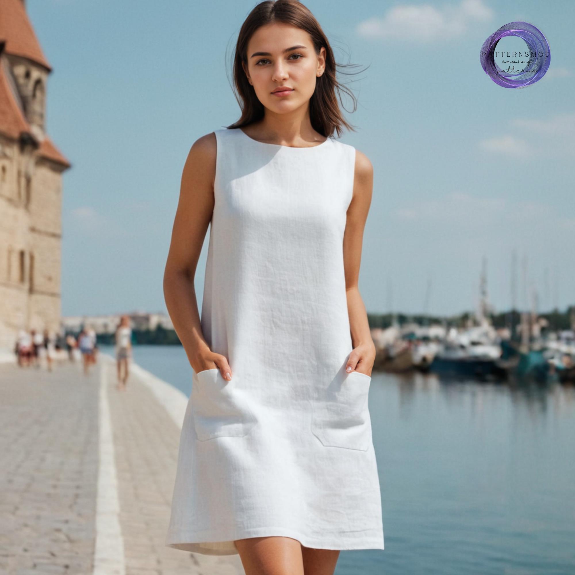 Shift Dress Sewing Pattern: A-line Mini Dress With Pockets (PDF Pattern ...