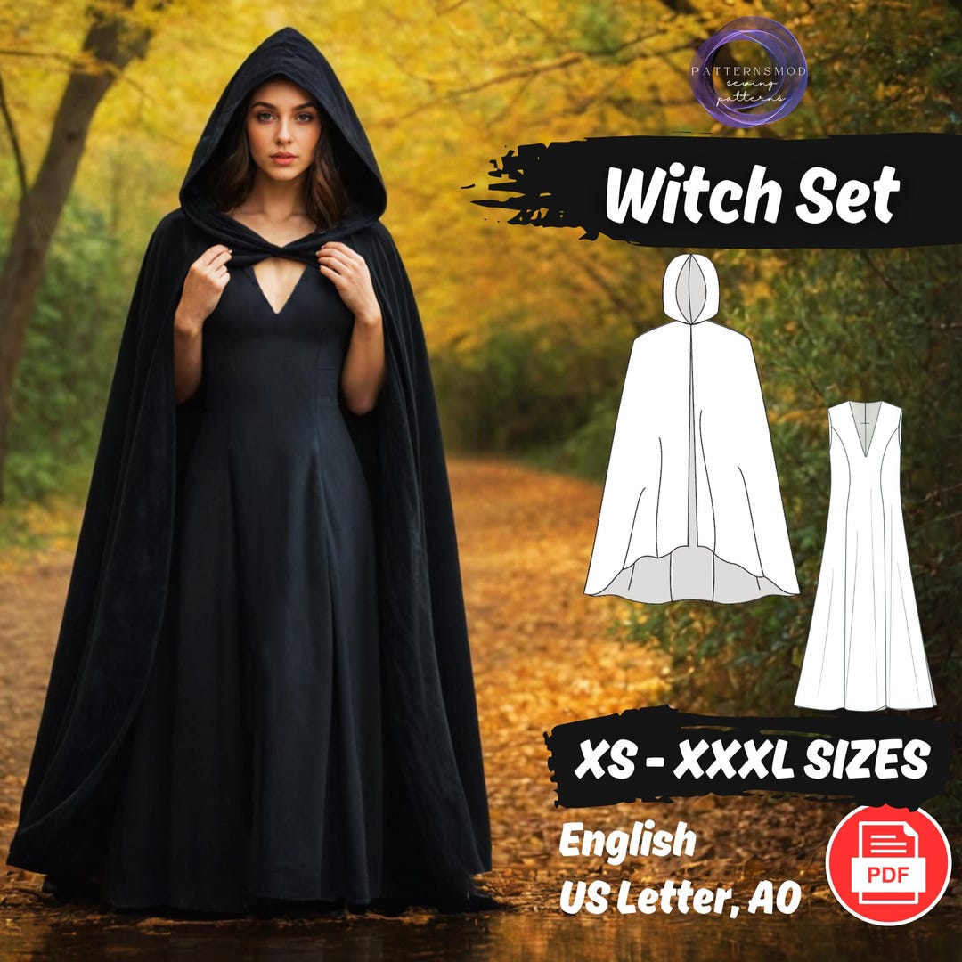 Hooded Cloak & Dress Sewing Pattern: Elven Cosplay Costume (PDF Pattern ...