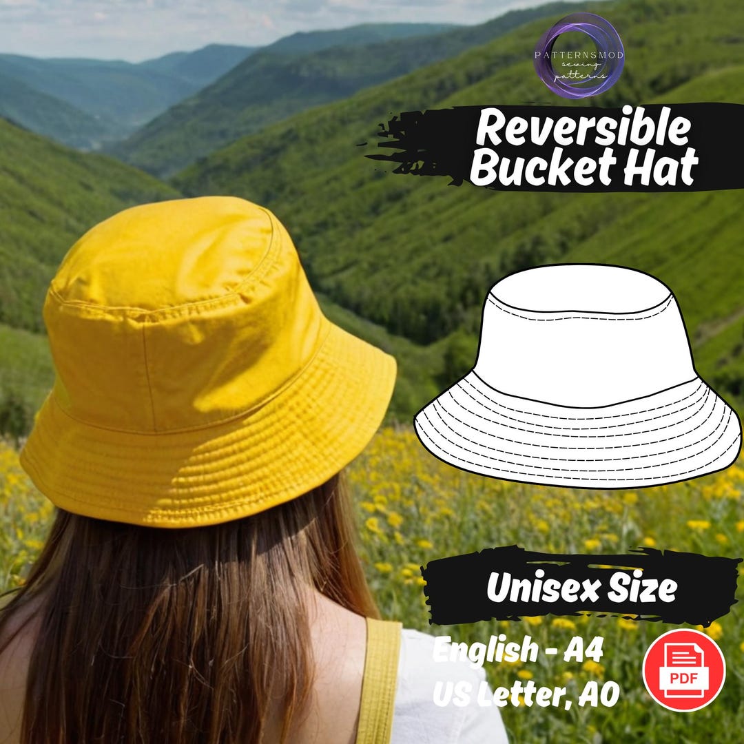 Bucket Hat Sewing Pattern, Reversible Summer Hat Pattern, Unisex Bucket ...
