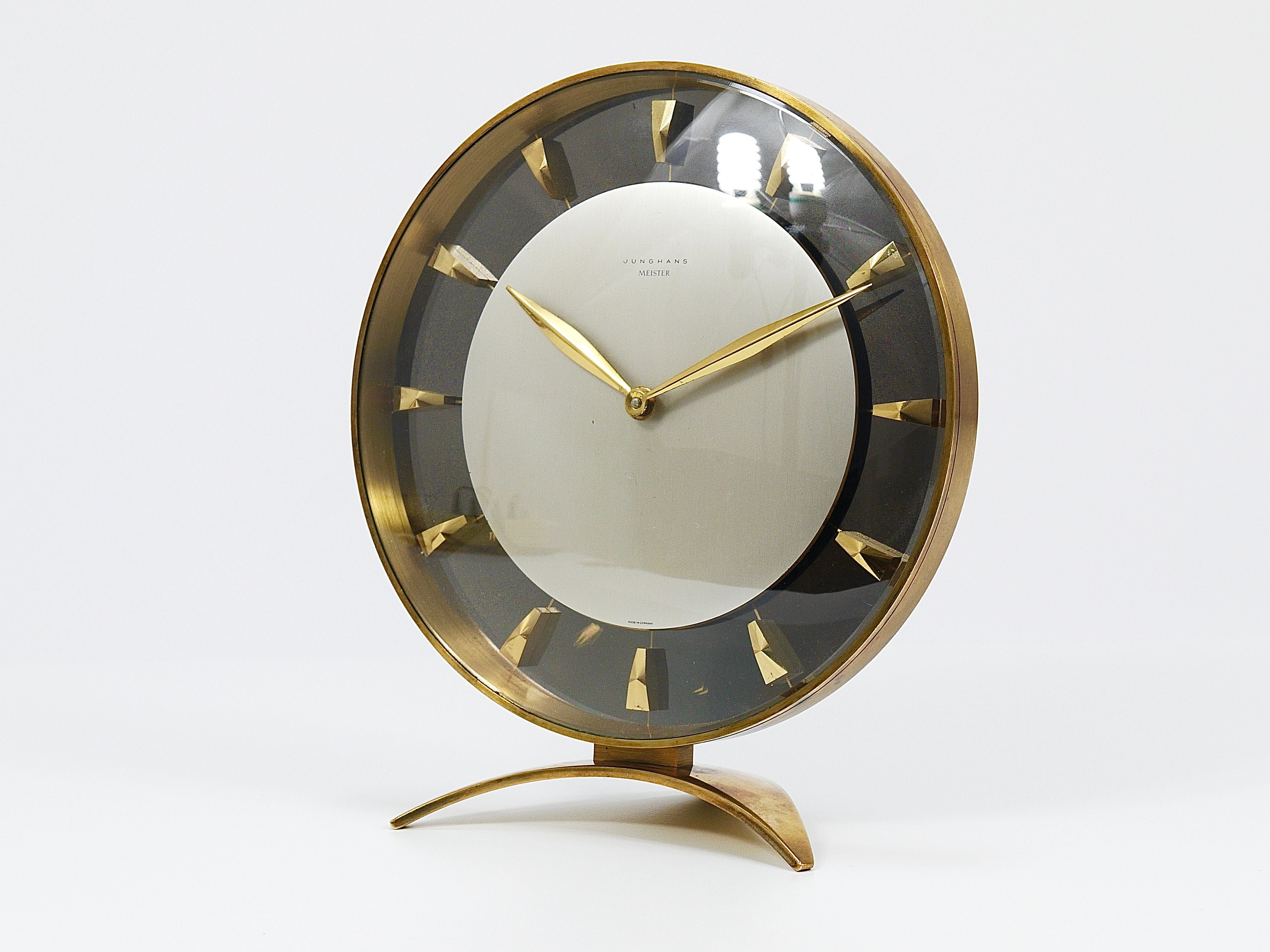 Junghans Meister Mid-century Brass Table or Desk Clock, Germany, 1950s ...