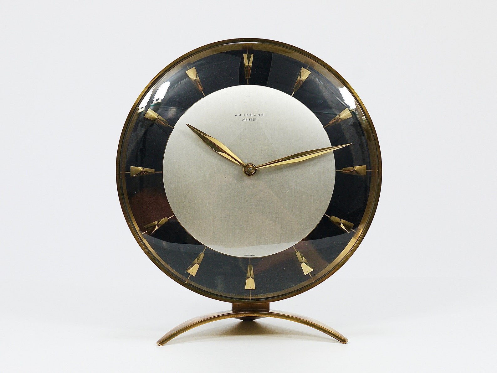 Junghans Meister Mid-century Brass Table or Desk Clock, Germany, 1950s ...