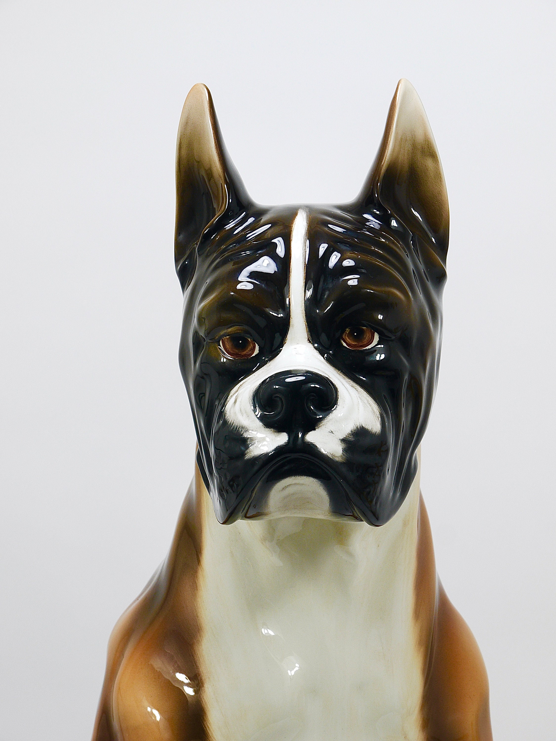 Boxer Dog Life-size Majolica Statue Sculpture, Glazed Ceramic, Italy ...