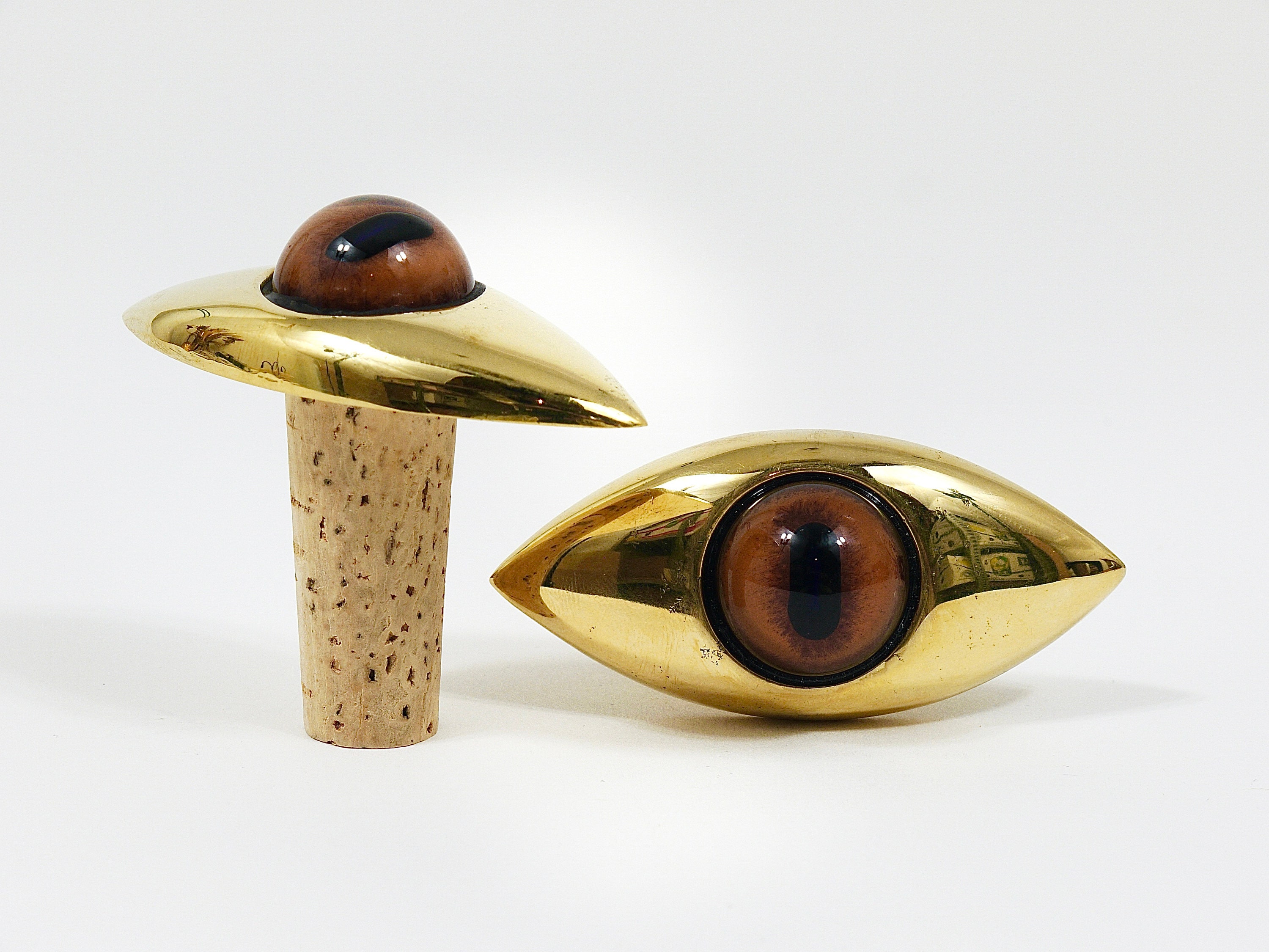Iconic Carl Auböck Handcrafted Eye Bottle Stopper #4538, Cork, Brass ...