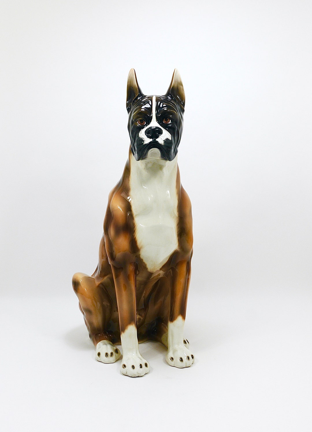 Boxer Dog Life-size Majolica Statue Sculpture, Glazed Ceramic, Italy ...