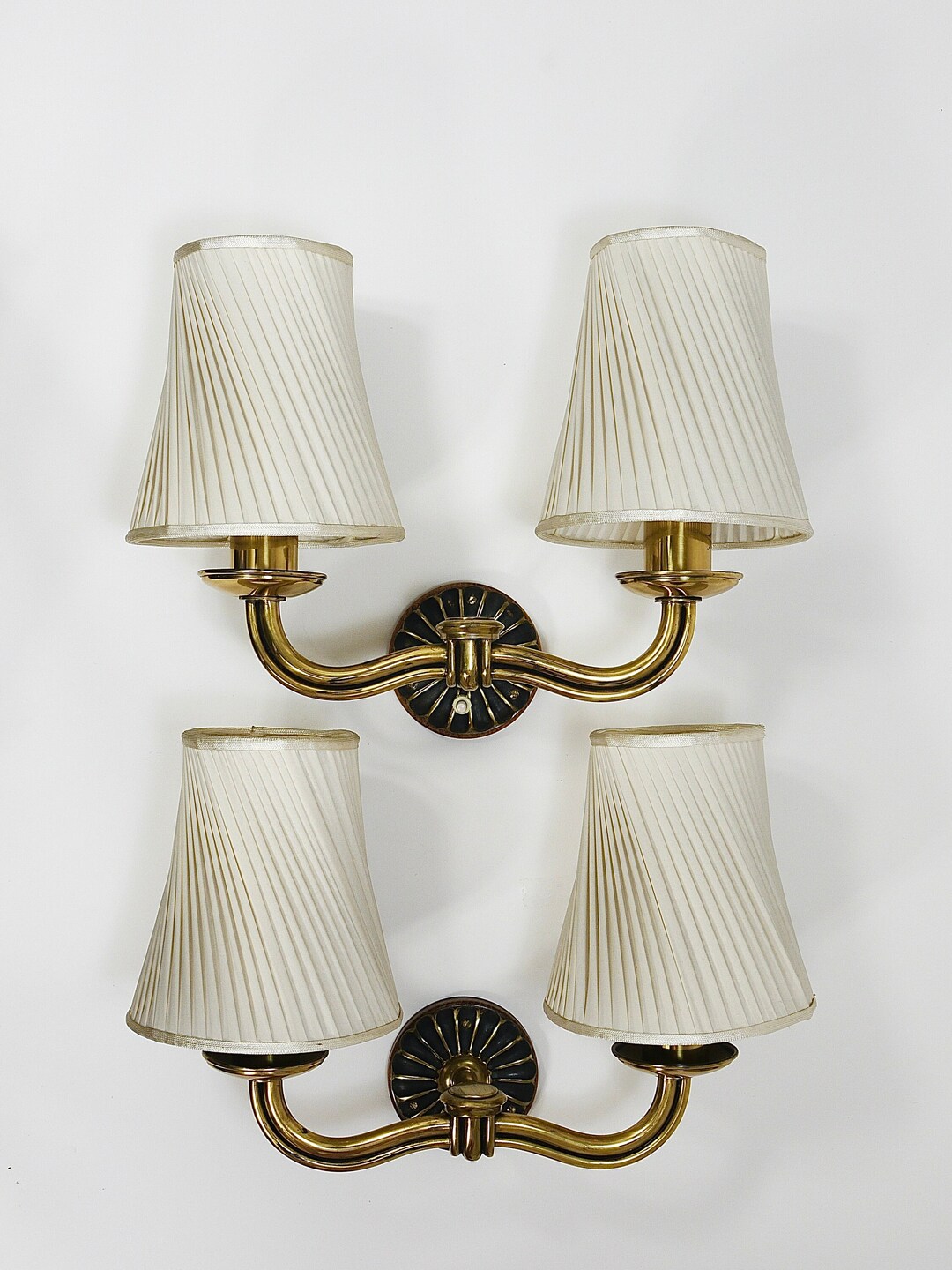 Hugo Gorge Pair Viennese Modernism Brass Sconces Wall Lights, Austria ...