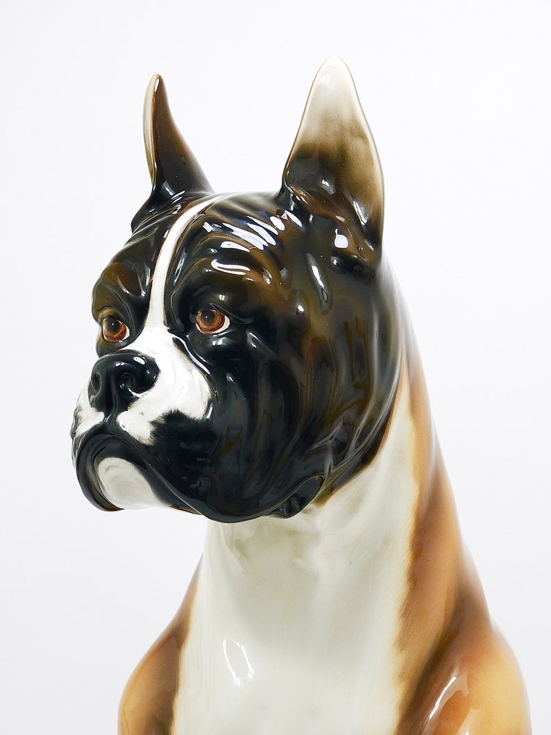 Boxer Dog Life-size Majolica Statue Sculpture, Glazed Ceramic, Italy ...