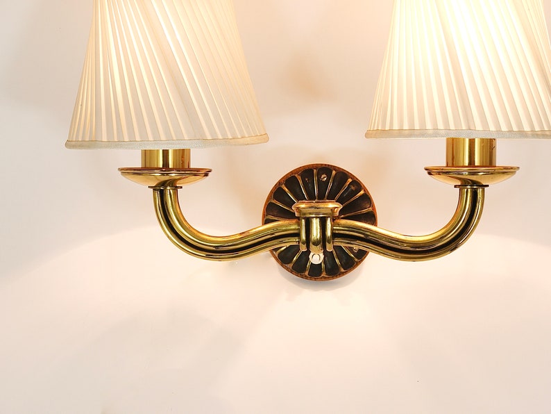 Hugo Gorge Pair Viennese Modernism Brass Sconces Wall Lights, Austria ...