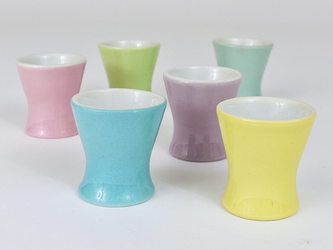 6 Midcentury Pastel Daisy Porcelain Egg Cups, Lilien, Austria, 1950s - Etsy
