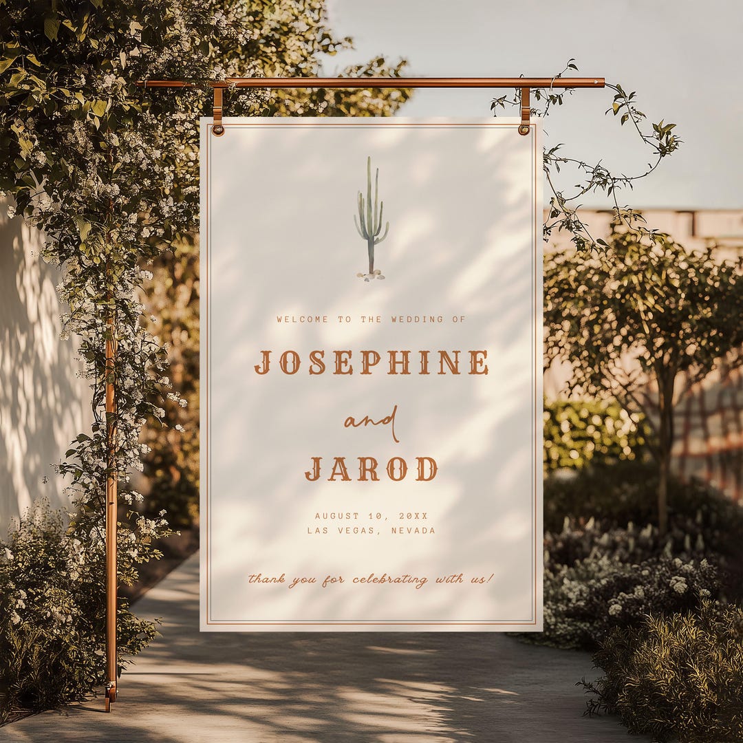 Boho Cactus Wedding Welcome Sign: Terracotta Desert Theme (printable ...