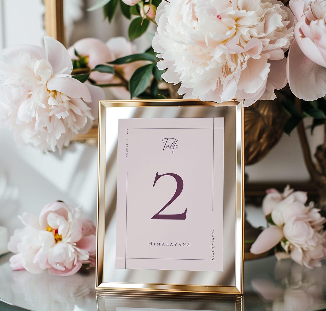 Blush Pink Wedding Table Numbers, Elegant Minimalist Table Cards, Rose ...
