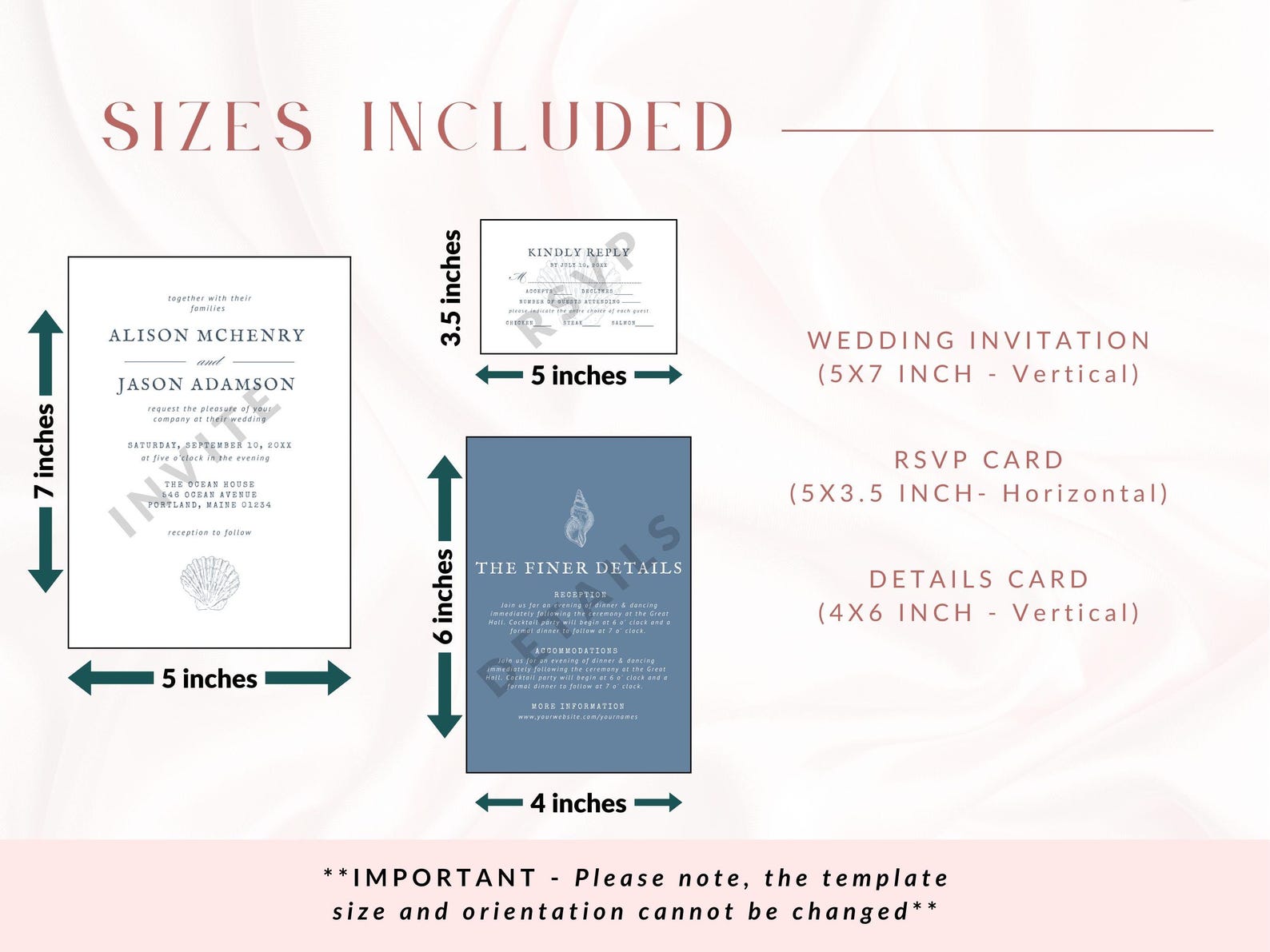 Seashell Serenade Minimalist Beach Wedding Invitation Suite, Ocean ...