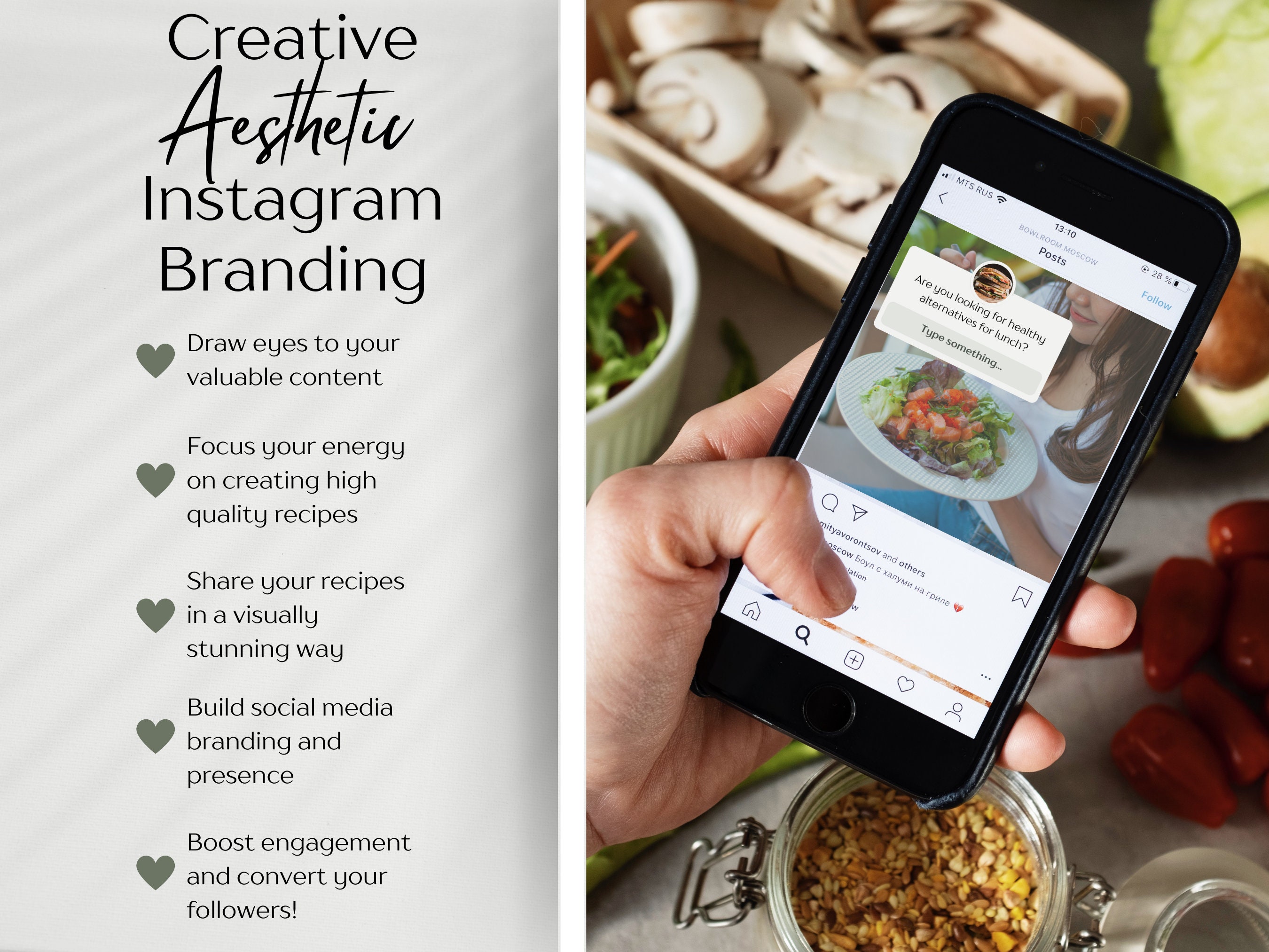 Food Instagram Post Bundle Food Blogger Instagram Template Foodie ...