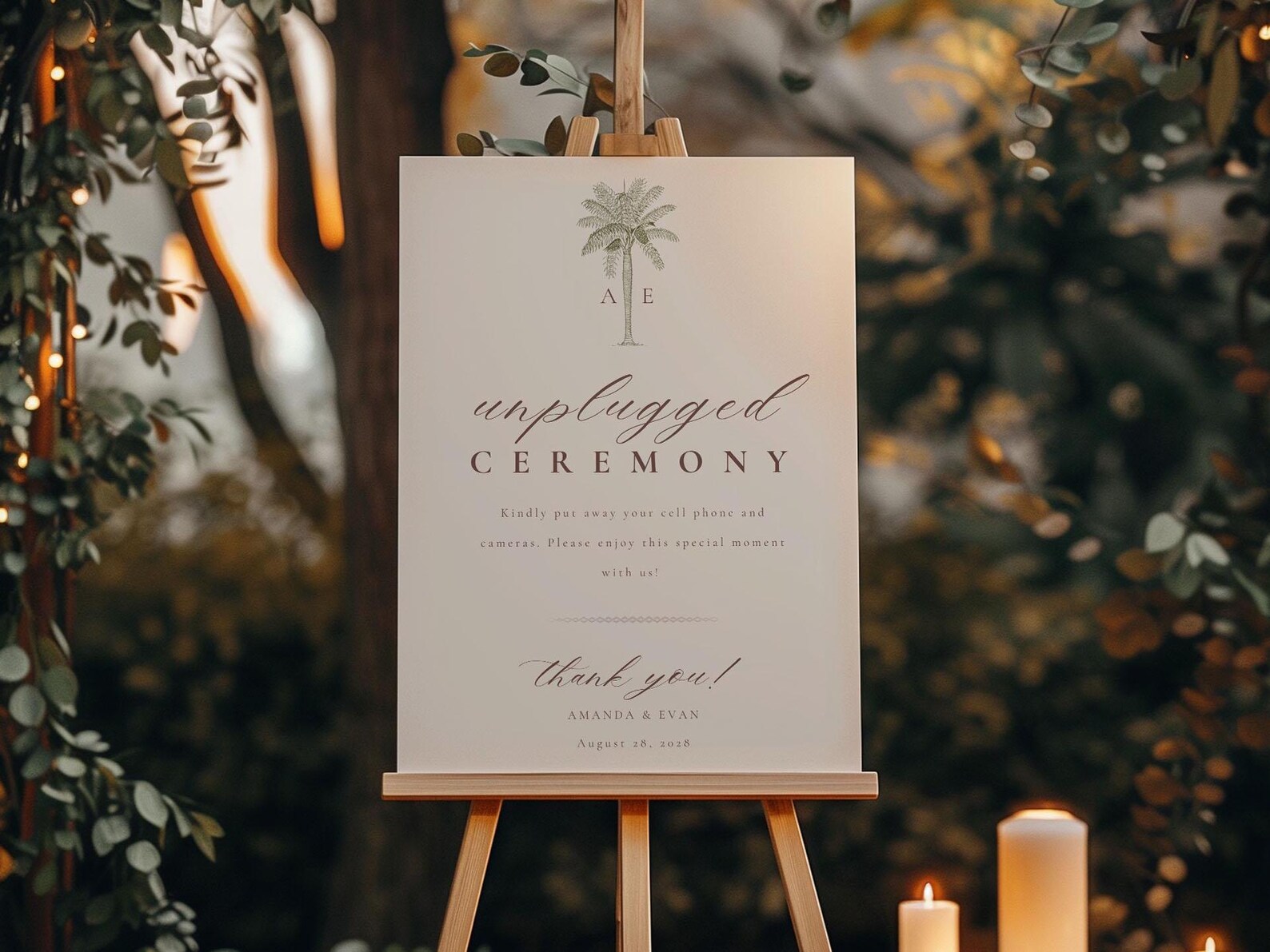 Unplugged Ceremony Sign, Tropical Wedding, Neutral Boho Beach Wedding ...