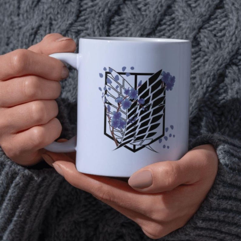 Attack on Titan Survey Corps Logo Ceramic Mug, Blossom Roses Design ...