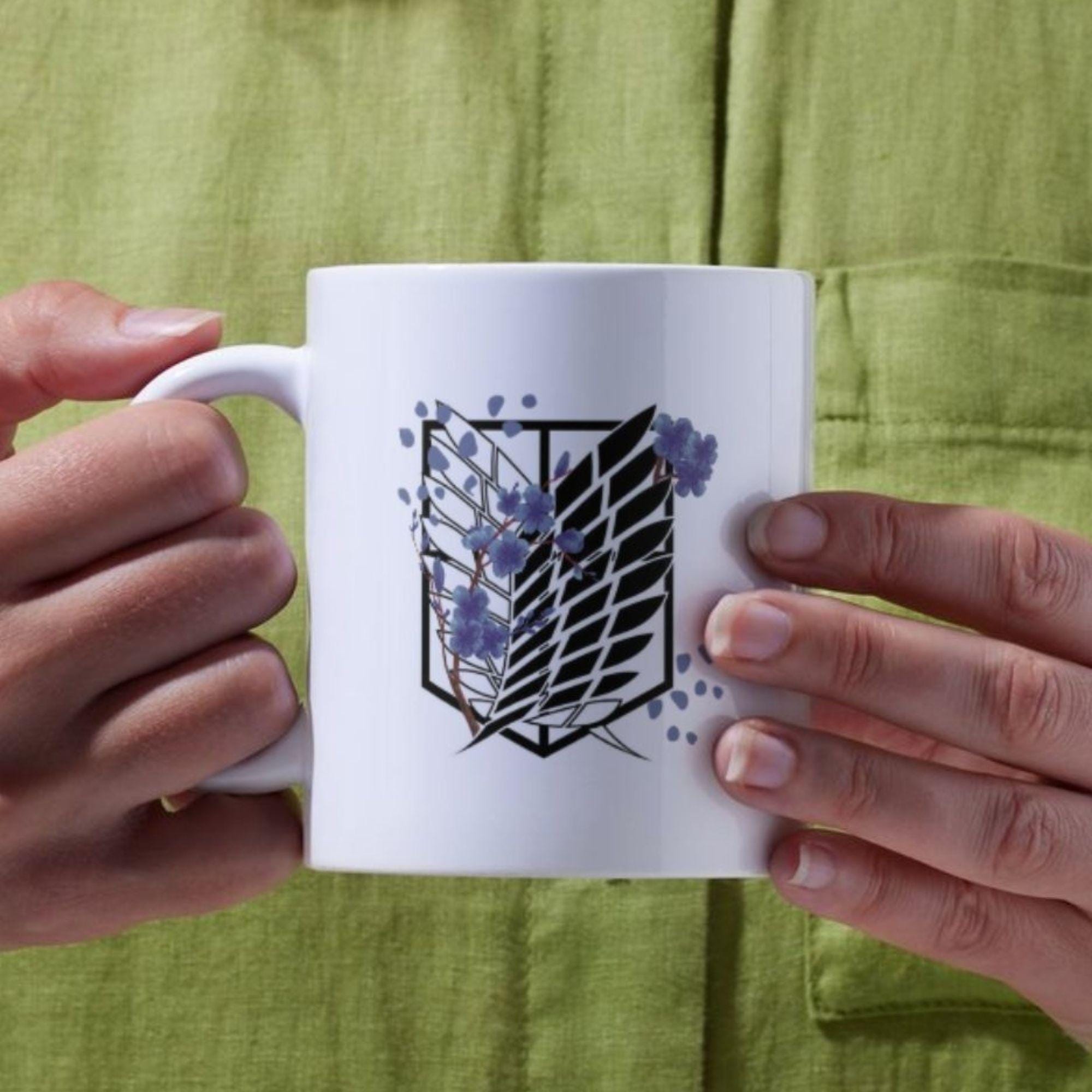 Attack on Titan Survey Corps Logo Ceramic Mug, Blossom Roses Design ...