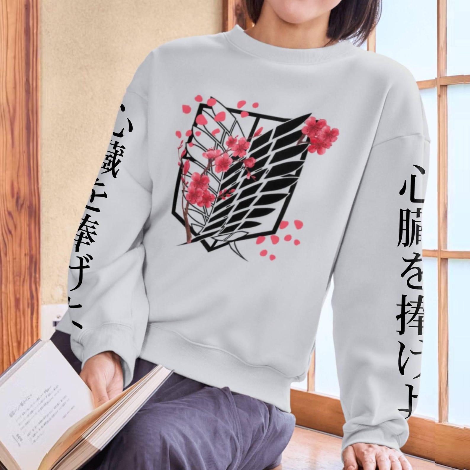 Anime Attack on Titan Survey Corps Unisex Sweatshirt, Red Roses ...
