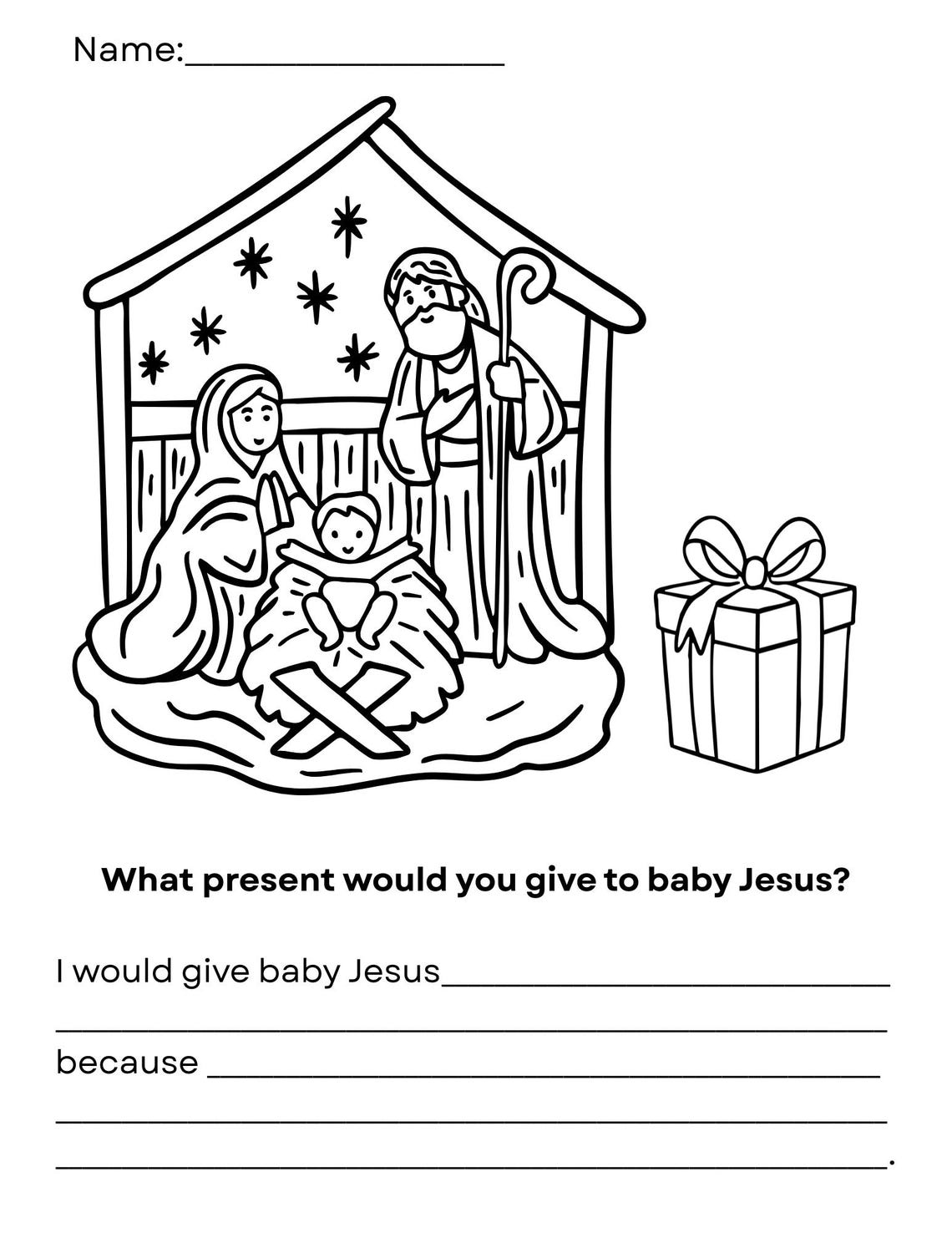 Birthday Gift for Baby Jesus Coloring and Writing Practice Christmas ...