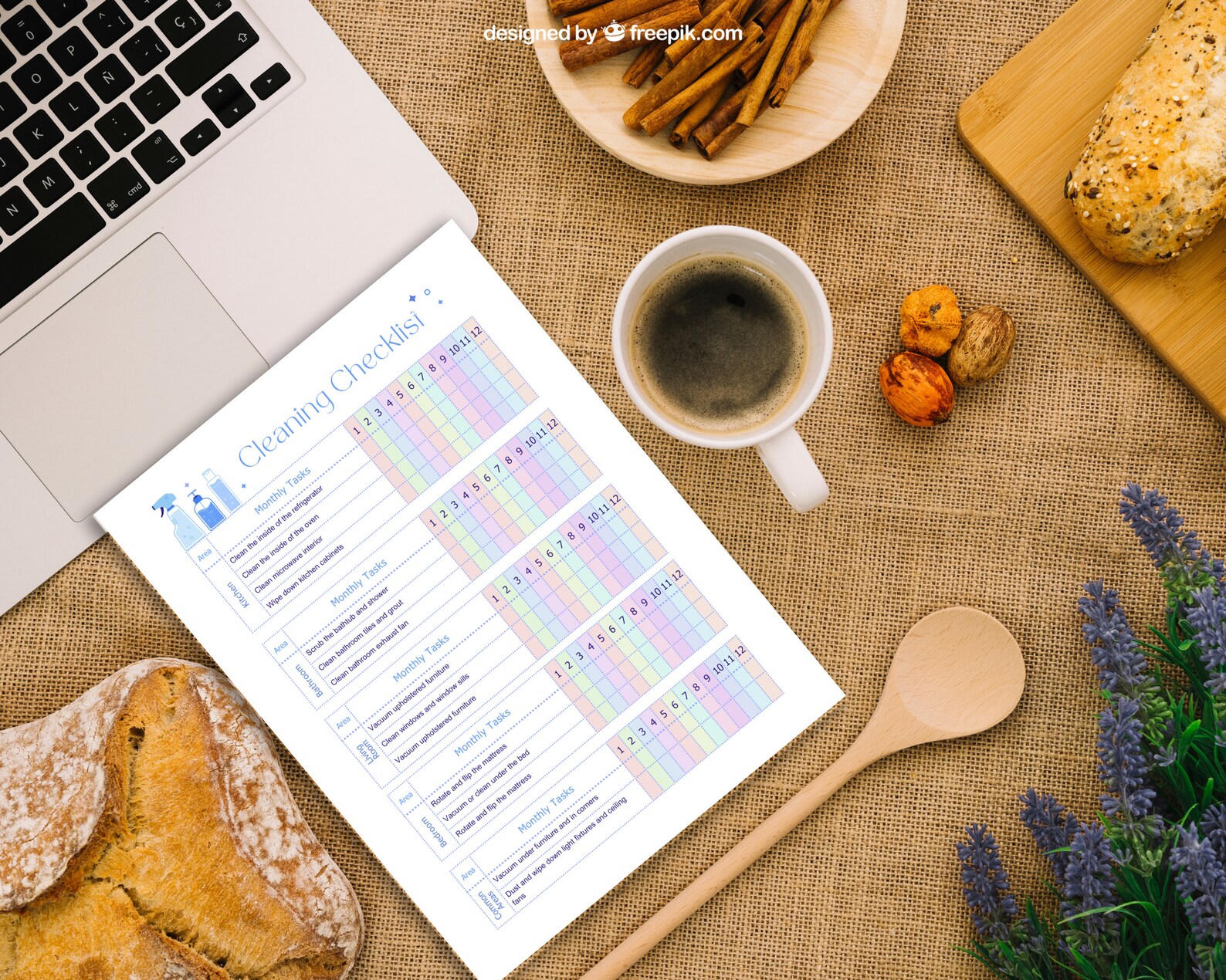 Colorful Cleaning Checklist, Modern Home Maintenance Planner, Portable ...