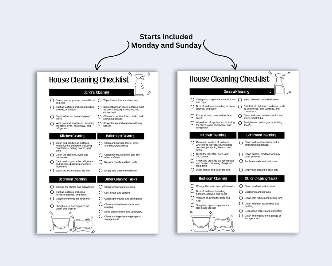 Modern House Cleaning Checklist, Stylish Cleaning Planner, Contemporary ...